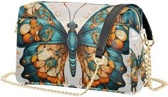 Mnsruu Sacs à bandoulière pour femme, sac à main en cuir imprimé papillon vert