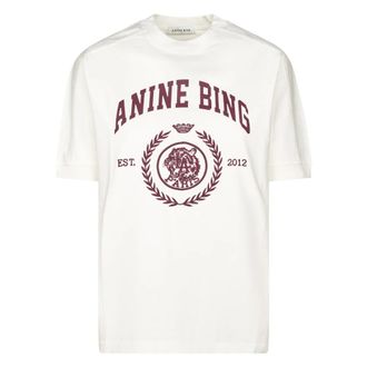 Anine Bing Femme, Tops, Beige, Taille: 38 FR Jaylin Tee Collegiate