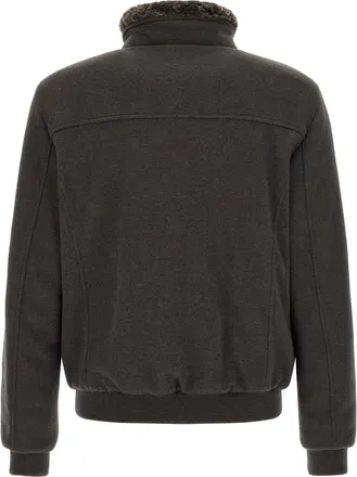 Moorer Wool-Cashmere Blend with Sheepskin Collar Jacket - Charcoal