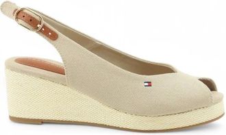 Tommy Hilfiger Femme, Chaussures, Beige, Taille: 37 EU Sandales compensées espadrilles à bride arrière en toile