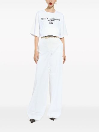 Dolce & Gabbana pantalon palazzo &agrave; taille haute - Blanc