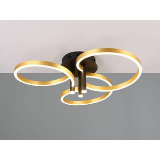 Trio Leuchten Gro&szlig;e led Deckenleuchte caruso Schwarz Gold dimmbar &uuml;ber Lichtschalter, &oslash; 65cm