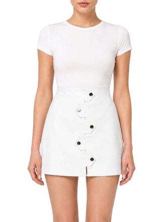 Pinko Womens Miniskirt Sheep Leather Apparel - Skirts White