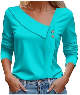 Generic Vetement Femme, t Shirt Femme Manche Longue, Chemise Basique, Pull Strass Femme, t-Shirt Femme col v, d&eacute;bardeurs Femme, Tunique Longue Femme, Chemisie