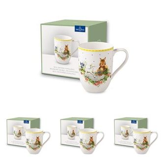 Villeroy & Boch Spring Awakening Becher mit Henkel 280 ml gelbgr&uuml;n, Tasse Ostern, Oster Geschirr, Kaffeebecher, Kaffeetasse, Hei&szlig;getr&auml;nkebecher, Premium Porzellan (Pa