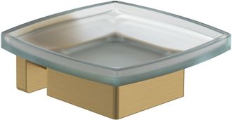 Villeroy & Boch Elements - Striking Seifenschale, Seifenablage f&uuml;r Wandmontage, Seifenhalter aus satiniertem Glas mit Halterung aus Messing, eckig, Brushed Gold