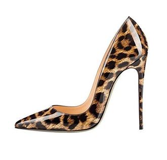 EDEFS Chaussures - Escarpins Femmes - Talon Haut Aiguille - 120mm - Leopard - Fête Soiree - Polished - Taille 43
