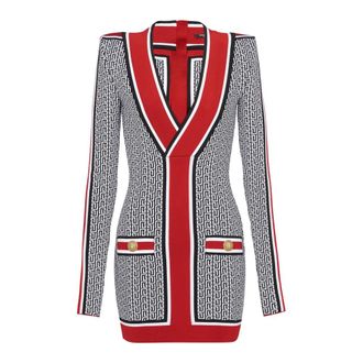 Balmain Femme, Robes, Multicolore, Taille: 36 FR Robe en maille fine monogramm&eacute;e