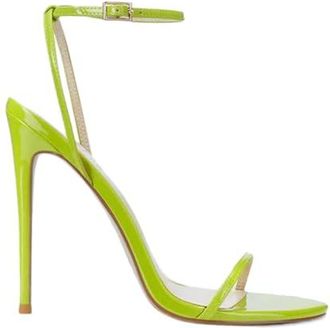 Generic YUJIEBB Sandales sexy &agrave; lacets en cuir verni pointu une ligne de pied nude pour femme, jaune, 40.5 EU