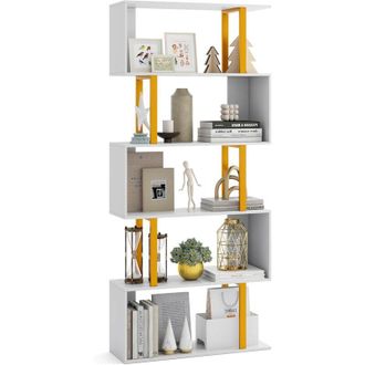 Costway Costway - Biblioth&egrave;que en Forme de s &agrave; 5 Niveaux, &Eacute;tag&egrave;re G&eacute;om&eacute;trique de 157 cm, Cadre en M&eacute;tal, Etag&egrave;re de Rangement Moderne, Kits