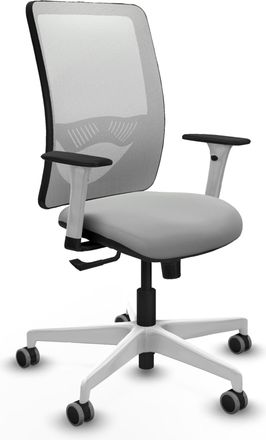 Piqueras y Crespo B&uuml;rostuhl Zulema in Grau und Wei&szlig;, mit schwarzen und wei&szlig;en Armlehnen, h&ouml;henverstellbare Lendenwirbelst&uuml;tze, ausgestattet mit 3 Positionen und Schneid