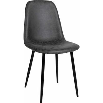 Clp Chaise de salle &agrave; manger Napier Gris fonc&eacute; Similicuir vintage