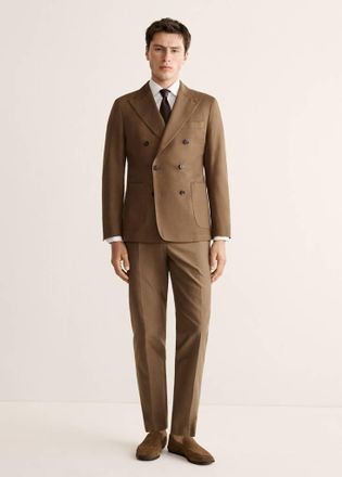 Mango Veste costume slim fit crois&eacute;e tabac - Homme - 48 - MANGO MAN