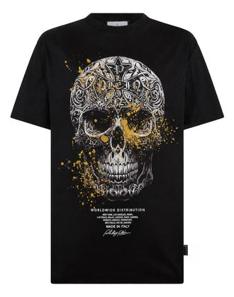 Philipp Plein Kurzarm-Rundhals-T-Shirt Skull