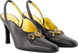 Versace Womens T.90 Pumps - Versace Leather Black Lambskin Shoes