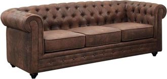 Vente-Unique Canapé 3 places CHESTERFIELD en microfibre aspect cuir vieilli