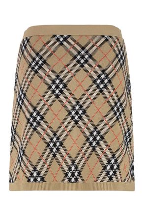 Burberry Womens Knitted Mini Skirt Green Wool
