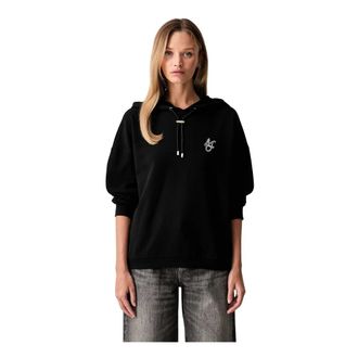Liu Jo Femme, Sweatshirts et sweats &agrave; capuche, Noir, Taille: 42 FR SweaT-shirt &agrave; capuche