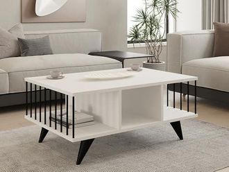 Hanah Home Stylish White Coffee Table, 90 x 60 x 40 cm | 100% Melamine Coated Particle Board, 18 mm Thick | Modern Design for Living Room & Lounge