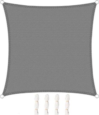 Woltu Voile dombrage carr&eacute; 3.6x3.6 m Respirante en HDPE, Toile dombrage Protection Solaire, Anti 85% UV Contre Le Vent, pour Jardin terrasse Camping Gris