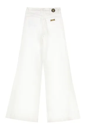 Versace Jeans Couture Womens Wide-Leg Jeans White Cotton