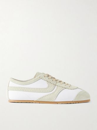 Dries Van Noten Sneakers Aus Veloursleder Mit Lederbesätzen - Weiß