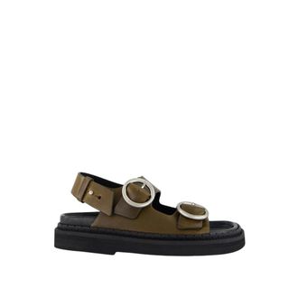 Ami Femme, Chaussures, Vert, Taille: 40 EU Sandales en cuir noir olive