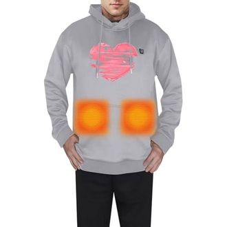 Generic Sweat &agrave; capuche chaud pour la Saint-Valentin, lautomne et lhiver, pour hommes, femmes, couples, chargement USB, v&ecirc;tements de Saint-Valentin, gris, 4XL