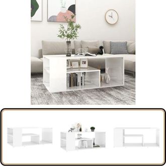 vidaXL Couchtisch Hochglanz-Weiß 100x50x40 cm Holzwerkstoff - Couchtisch - Wohnzimmermöbel - Holzwerkstoff - Weißer Couchtisch - Moderner Couchtisch