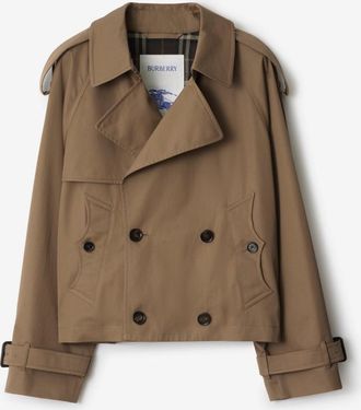 Burberry Veste trench courte en gabardine, Size: 52