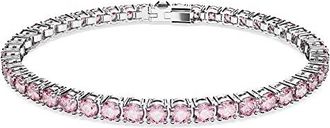 Swarovski Bracelet Matrix Tennis, Taille ronde, Rose, Métal rhodié