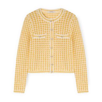 Motivi Femme, Pulls, Jaune, Taille: 42 FR Cardigan en maille ajour&eacute;e