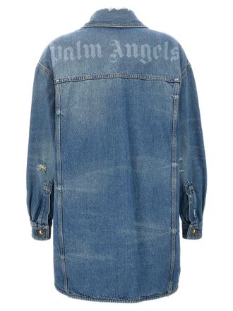 Palm Angels Womens Blue Cotton Denim Jacket Clothing
