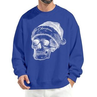Generic Sweat-shirt de No&euml;l pour homme - Motif t&ecirc;te de mort - Col rond - Tendance - Automne - Vacances - Imprim&eacute; - Pour tous les jours - Streetwear, noir fonc