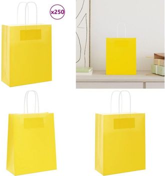 vidaXL vidaXL Papiertragetaschen 250 Stk. mit Henkeln Gelb 18x8x22 cm