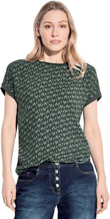 Cecil Damen T-Shirt im Materialmix strong khaki S