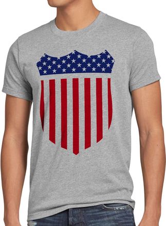 style3 USA Amerika Medal Medaille Wappen Flagge Herren T-Shirt, Gr&ouml;&szlig;e:4XL, Farbe:Grau meliert