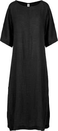 Bomboogie Femme, Robes, Noir, Taille: 40 FR Robe Droite en Lin