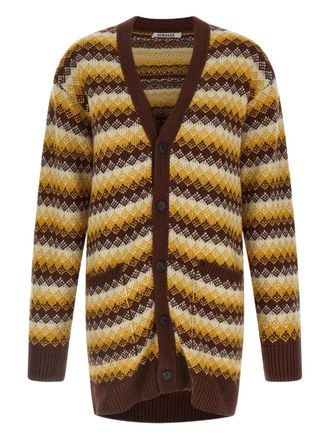 Auralee cardigan &agrave; motif en jacquard - Rouge