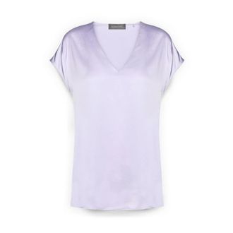 Elena Miro V-Ausschnitt Satinbluse - - Blouses & Shirts - Damen - Lila - XL
