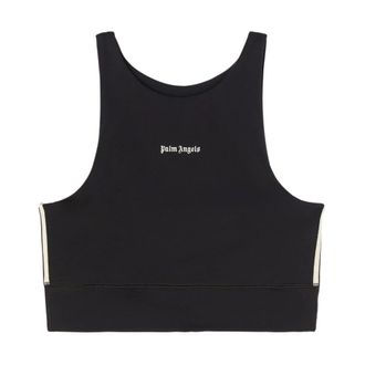 Palm Angels Logo-Print Crop Top mit Seitenstreifen - - Tops - Damen - Schwarzk - S