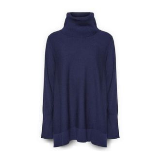 Elena Miro Viskose-Rollkragenpullover - - Knitwear - Damen - Blau - M