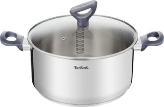 T-fal G71244 Daily Cook Kochtopf mit Deckel 20cm | Messskala | Ausgie&szlig;hilfe | induktionsgeeignet | Thermokunststoff-Griff | Edelstahl