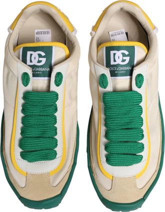 Dolce & Gabbana Mens Multicolor Old Runner Lace Up Sneakers Shoes Leather