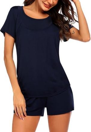 Generic Ensemble de pyjamas après la naissance pour maman - Ensemble de deux costumes de maternité pour femmes - Pyjama junior en coton, bleu marine, XXL