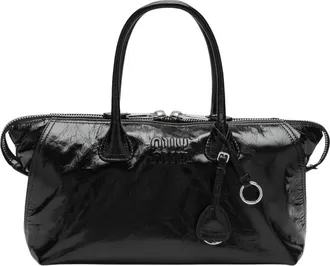 Miu Miu Gl&auml;nzende Lederhandtasche - - Bags - Damen - Schwarzk - ONE SIZE