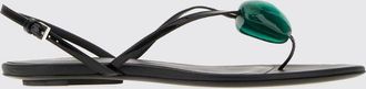Alaia Sandales tongs en cuir avec pierres appliqu&eacute;es et talon bas