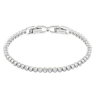 Swarovski Bracelet Tennis Emily, Taille ronde, Blanc, Métal rhodié