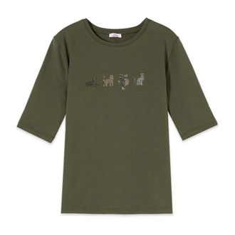Oltre T-Shirt mit Mikrokristallen - - Tops - Damen - Gr&uuml;n - XS