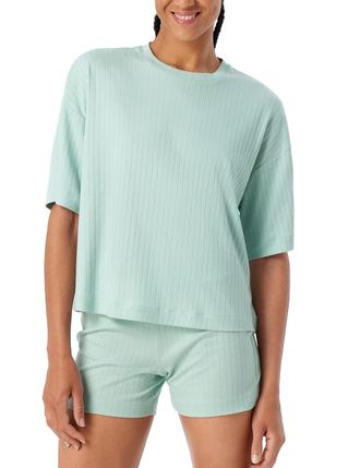 Schiesser Damen Shirt Pyjamaoberteil, Mint, 42